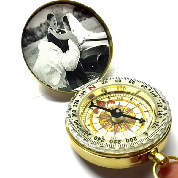 Engraved Compass Keychain - Etsy