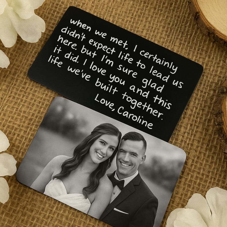 Custom Engraved Wallet Card, Personalized Photo or Handwriting Gift - Etsy