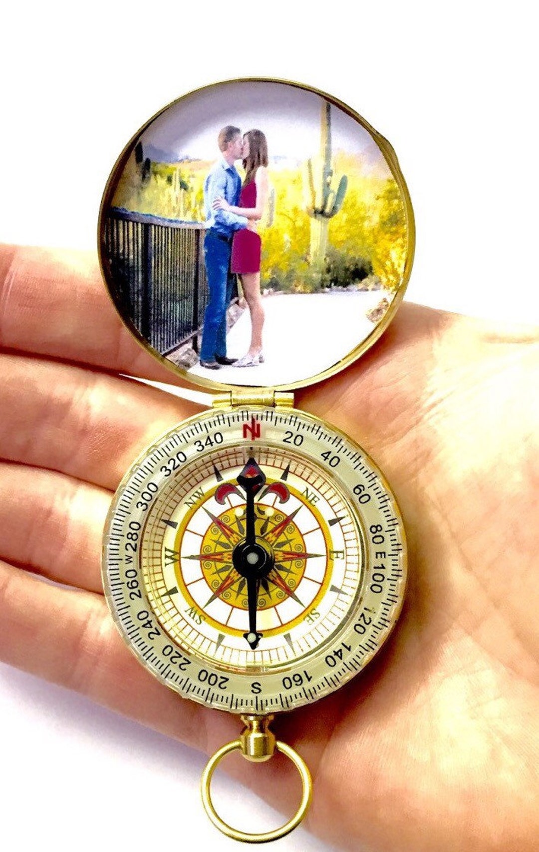 CUSTOM Engraved PHOTO Compass, Personalized Engraved Compass. Front And ...
