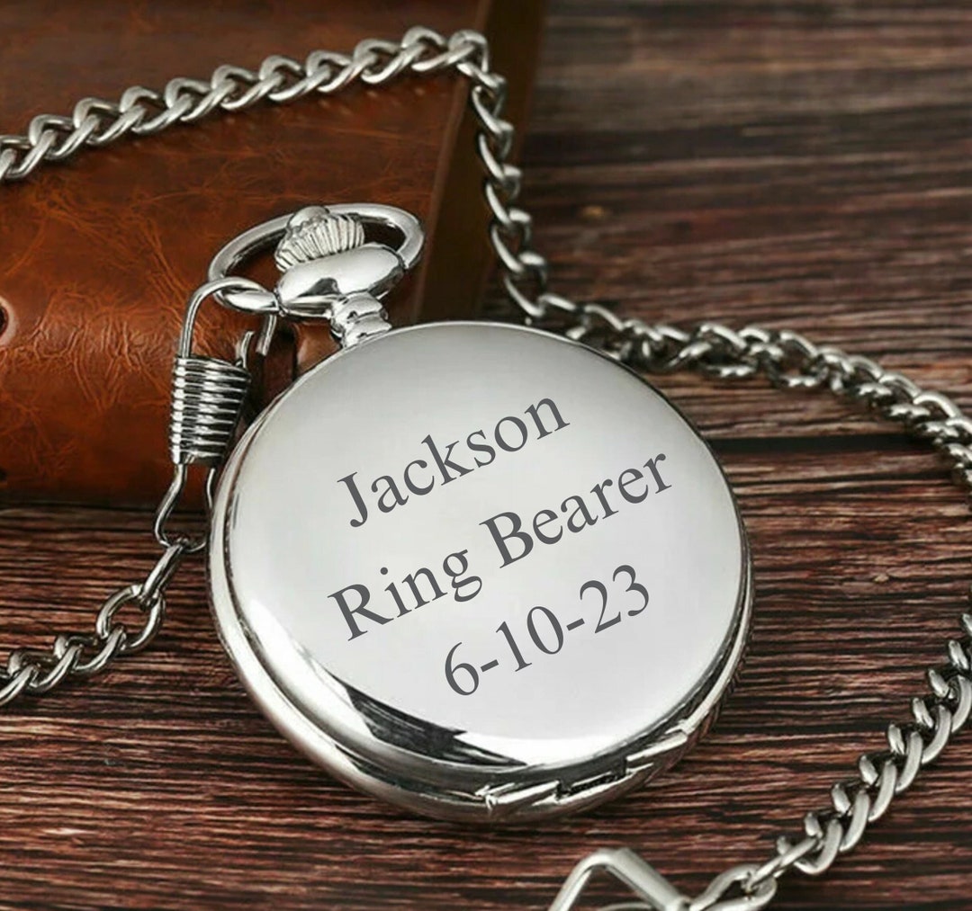 Personalized Ring Bearer Pocket Watch: Engraved Stainless Steel Gift - Etsy