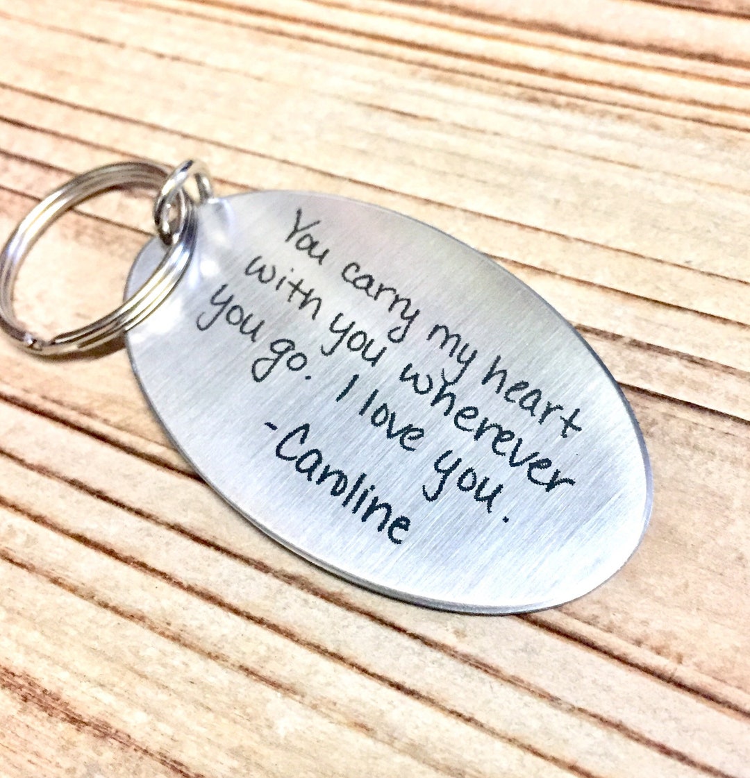 SALE Engraved HANDWRITING Key Chain Handwritten Key Chain, Your ...