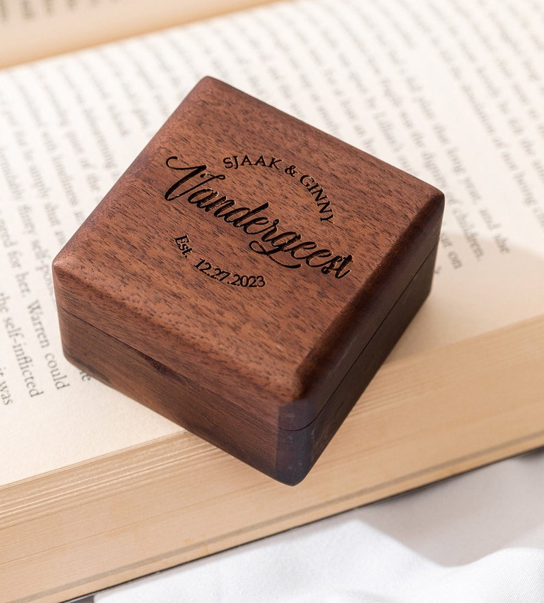 CUSTOM WOOD Ring Box Engraved Wood Wedding Ring Box Dual - Etsy