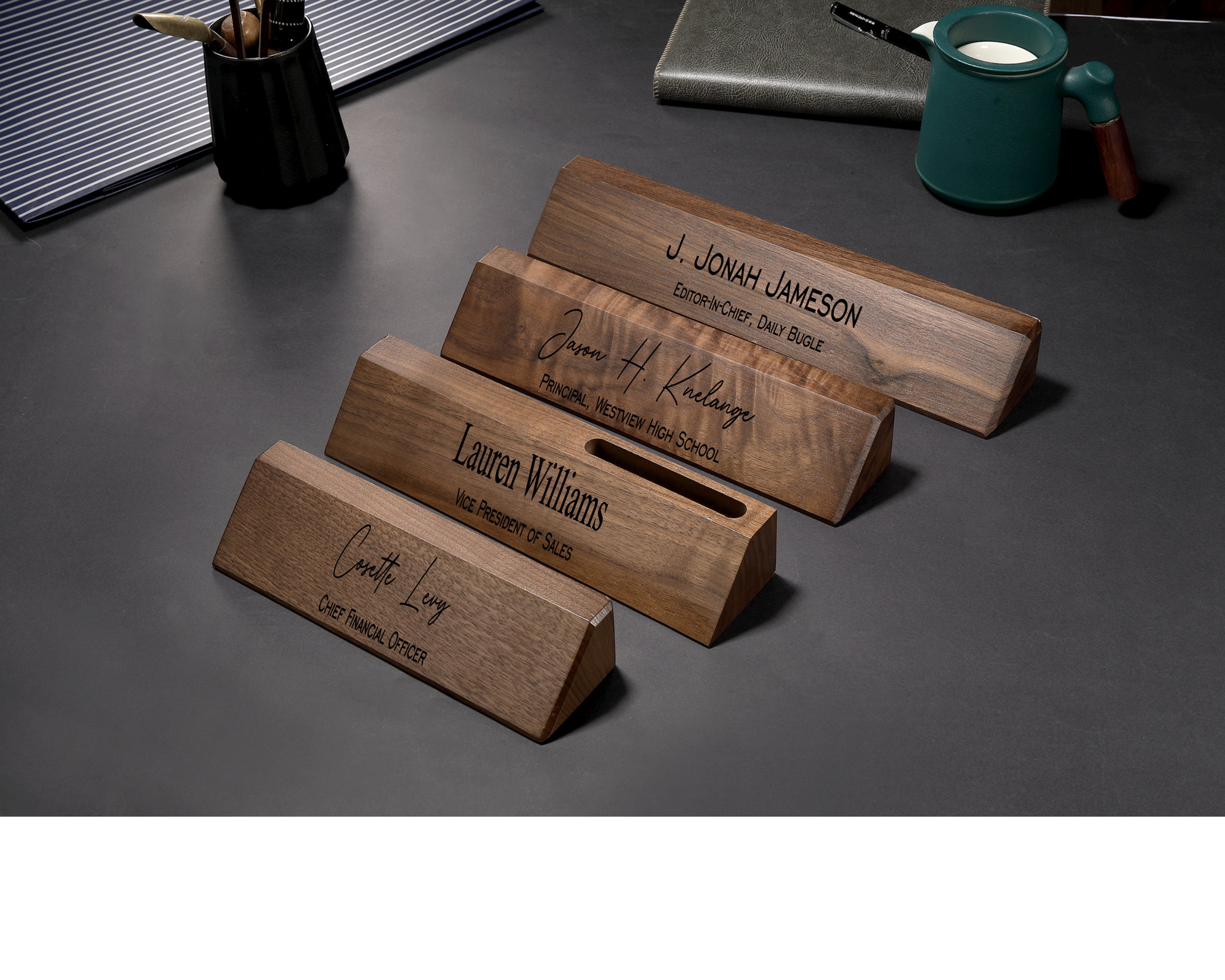 Personalized Walnut Wood Desk Name Plate: Executive Office Decor - Etsy