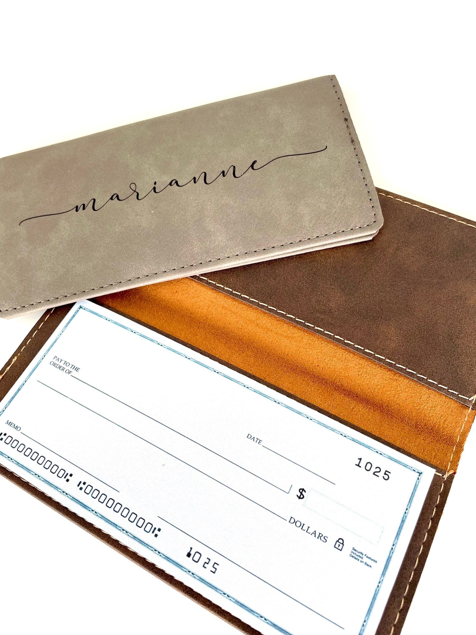 Personalized Vegan Leather Checkbook Cover: Custom Engraved Wallet - Etsy