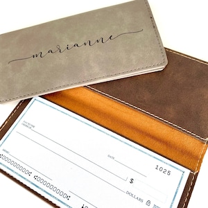 Custom Eco Friendly Checkbook Holder, LASER ENGRAVED Checkbook Cover ...