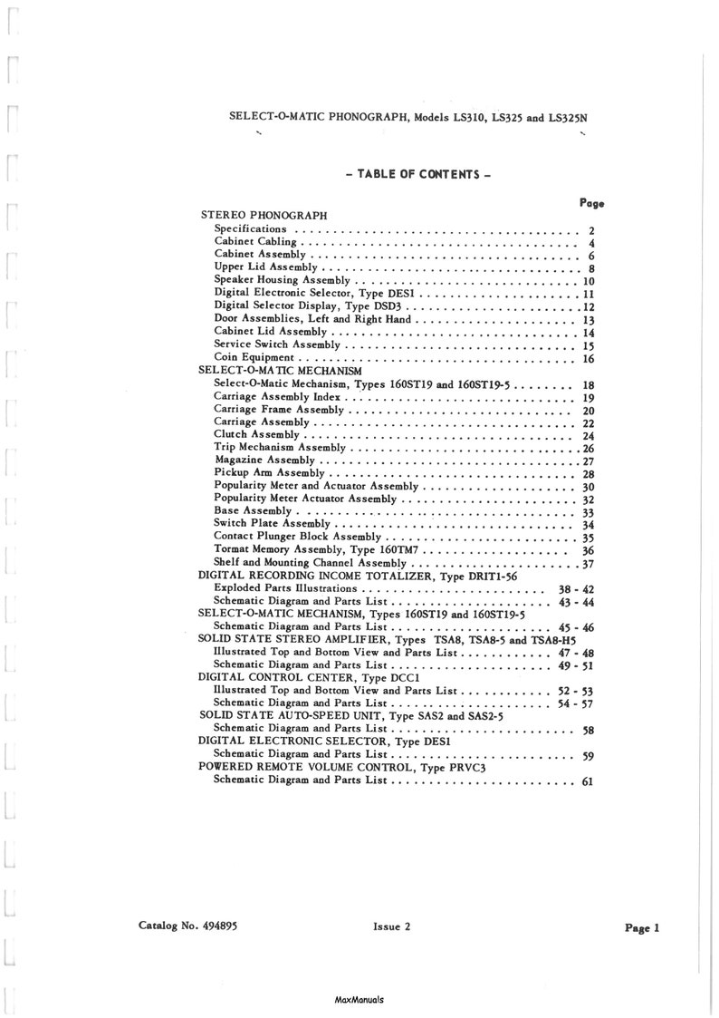 Jukebox SEEBURG Manual High Resolution Instant Pdf. Model LS3 Apollo ...