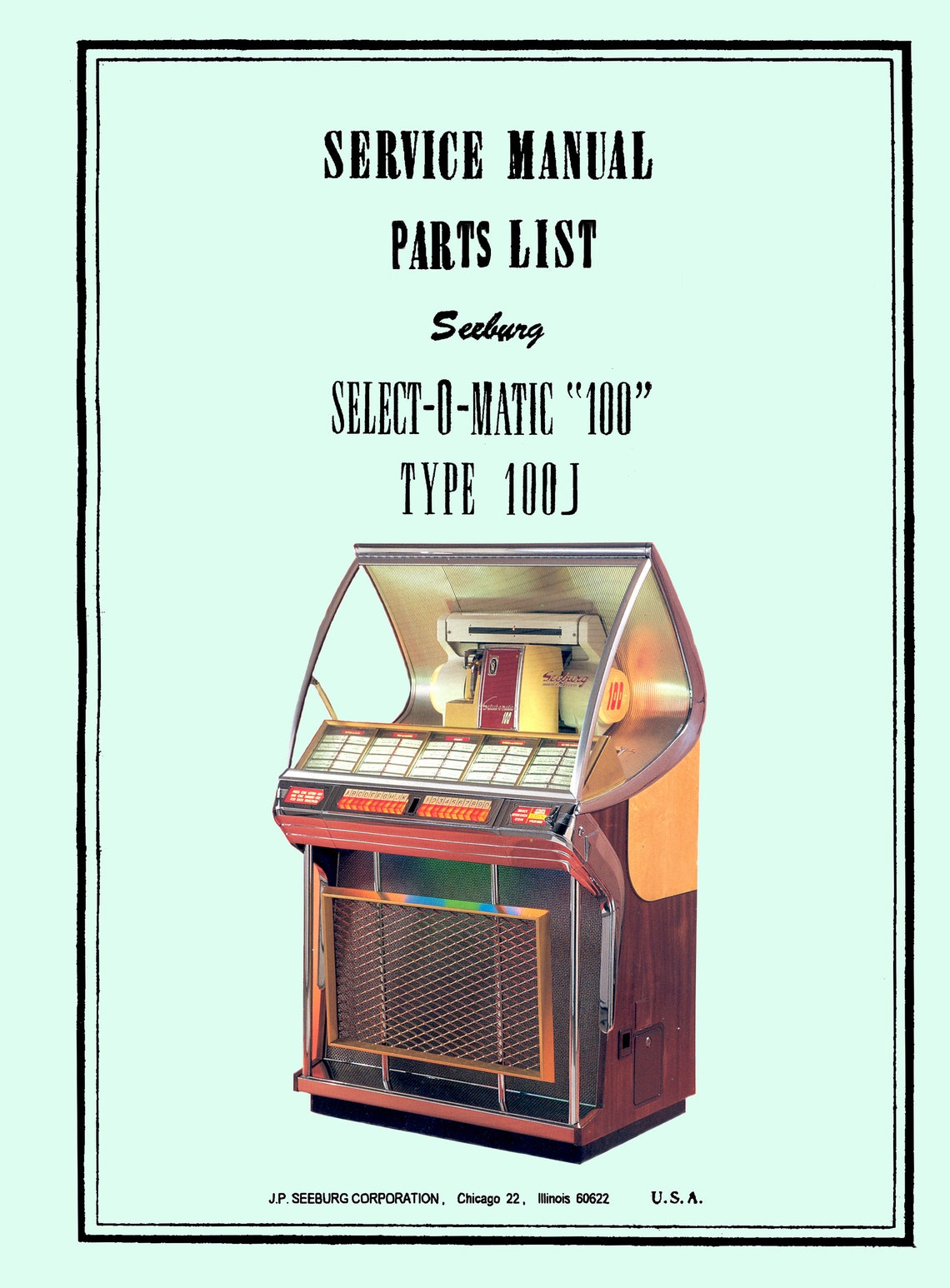 Jukebox SEEBURG Manual High Resolution Instant Pdf. Models 100 J & 100 ...