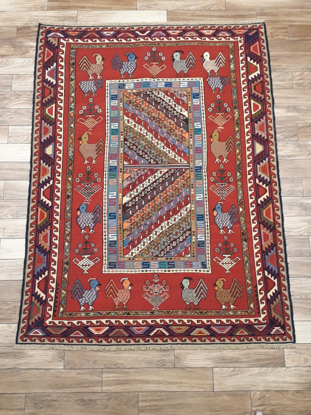Antique Soumak Rahra Kilim Rug, Vintage Turkish Kilim , Aztec, Nomadic ...