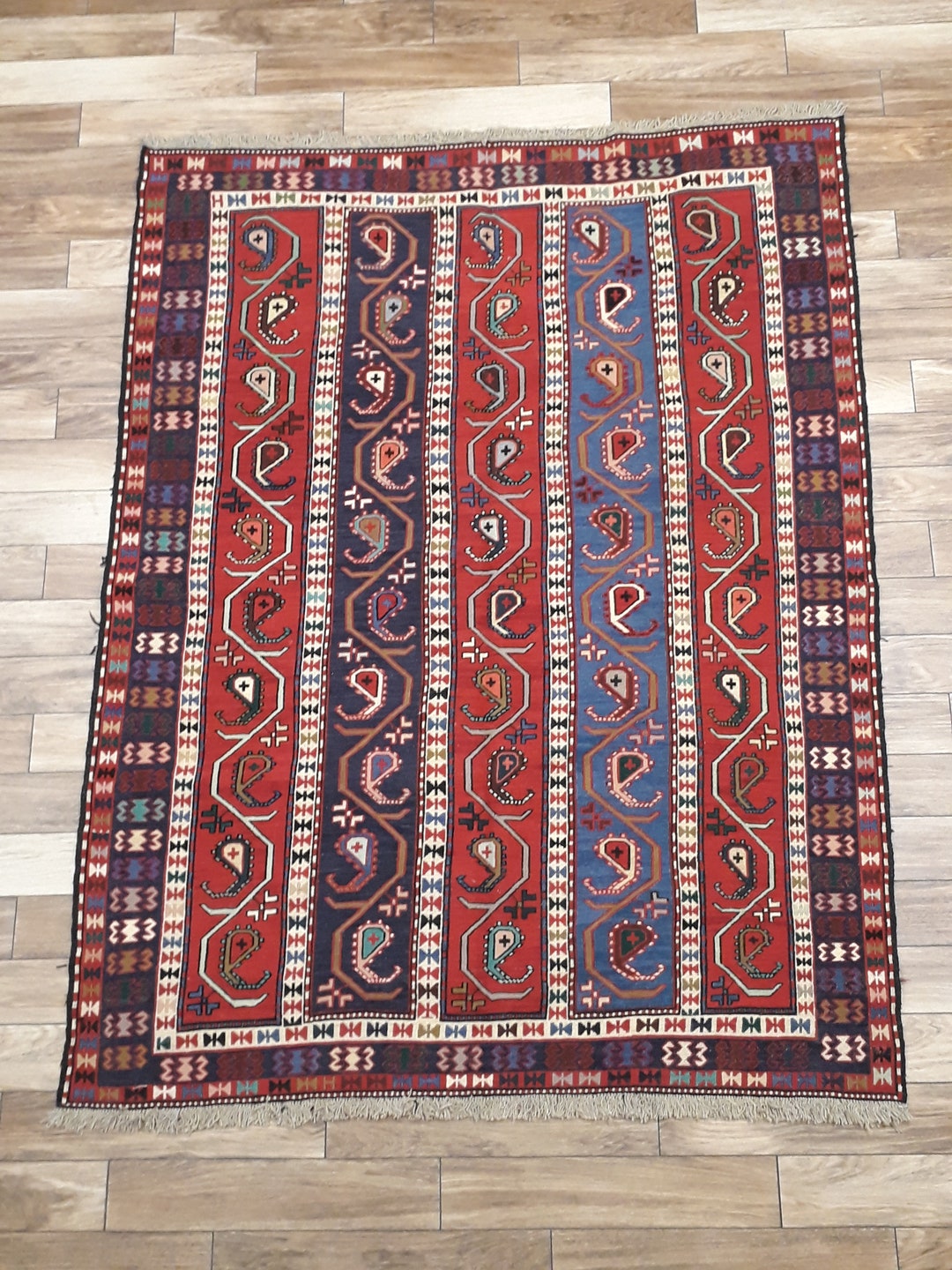 Antique Soumak Rahra Kilim Rug, Vintage Turkish Kilim , Aztec, Nomadic ...