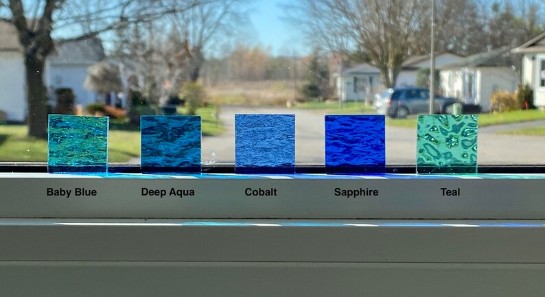 Stained Glass Panel / Deep Aqua Border / Star Bevel With - Etsy