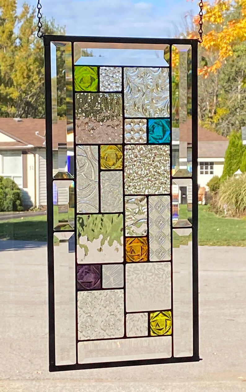 Stained Glass Panel / Rainbow Stained Glass Window / Clear - Etsy
