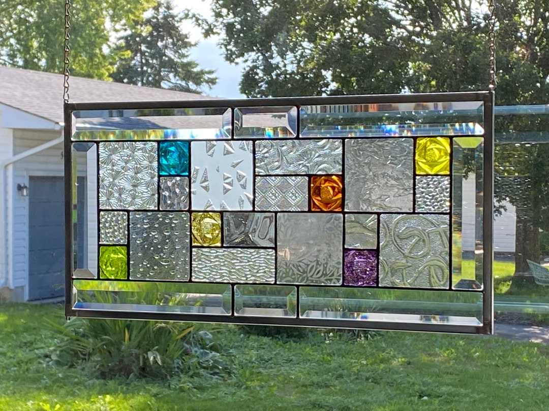 Stained Glass Panel / Rainbow Stained Glass Window / Clear Stained ...
