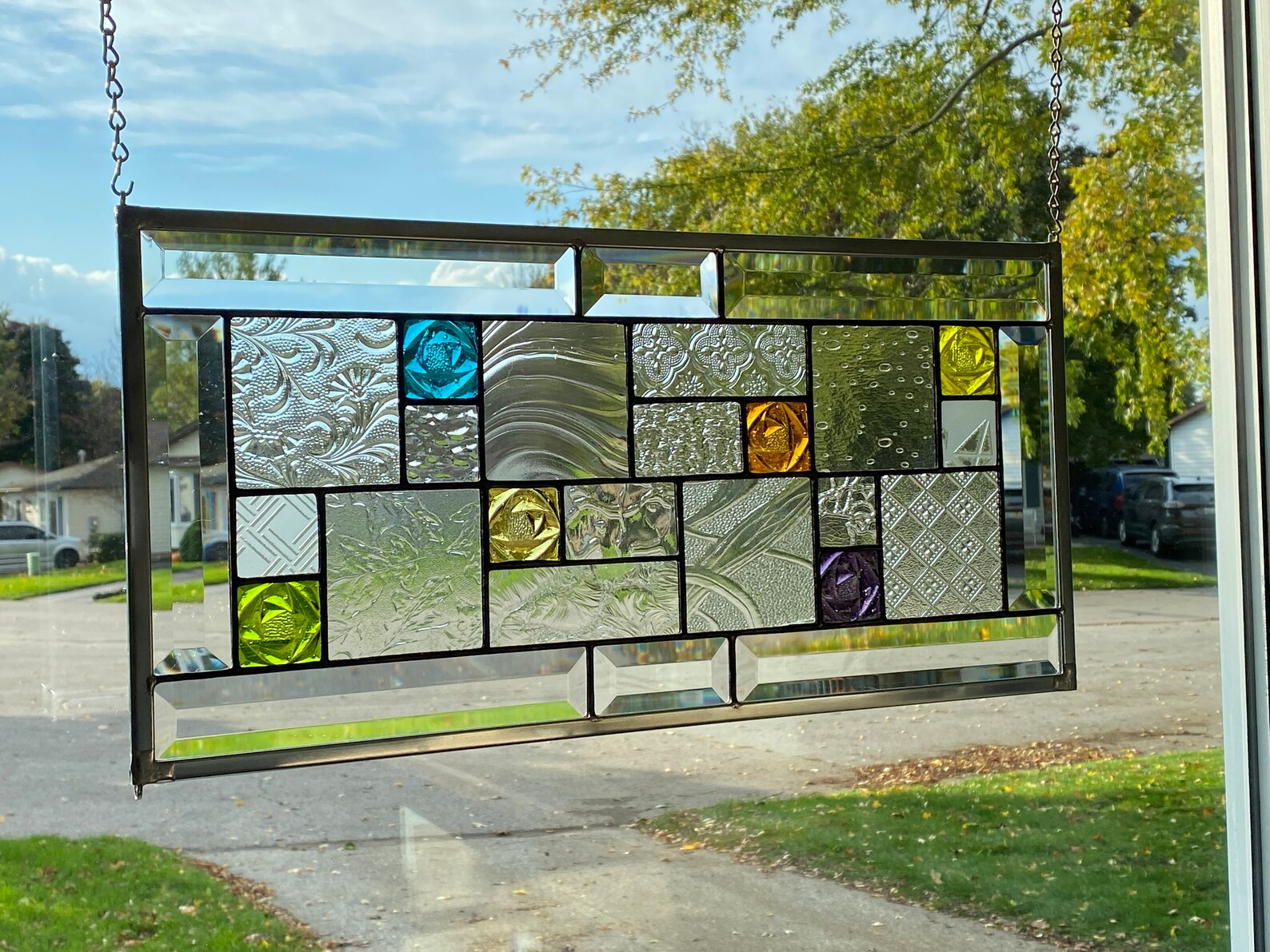 Stained Glass Panel / Rainbow Stained Glass Window / Clear - Etsy