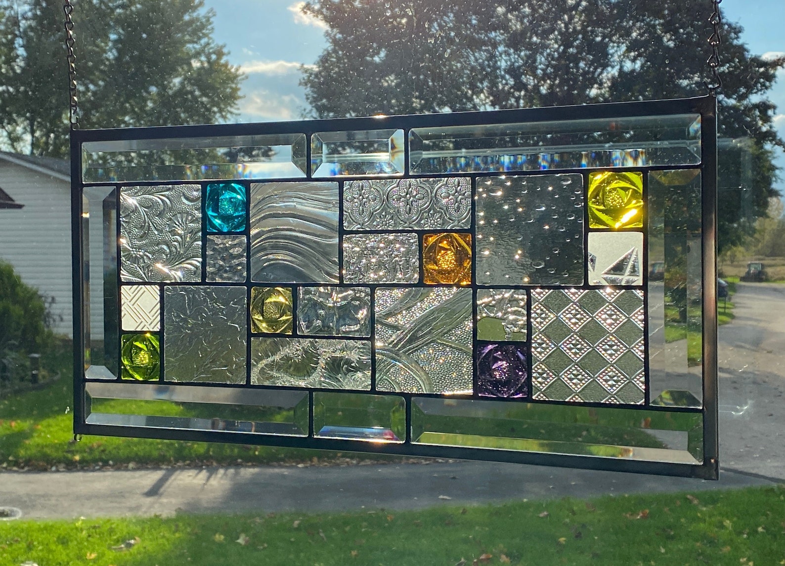 Stained Glass Panel / Rainbow Stained Glass Window / Clear - Etsy