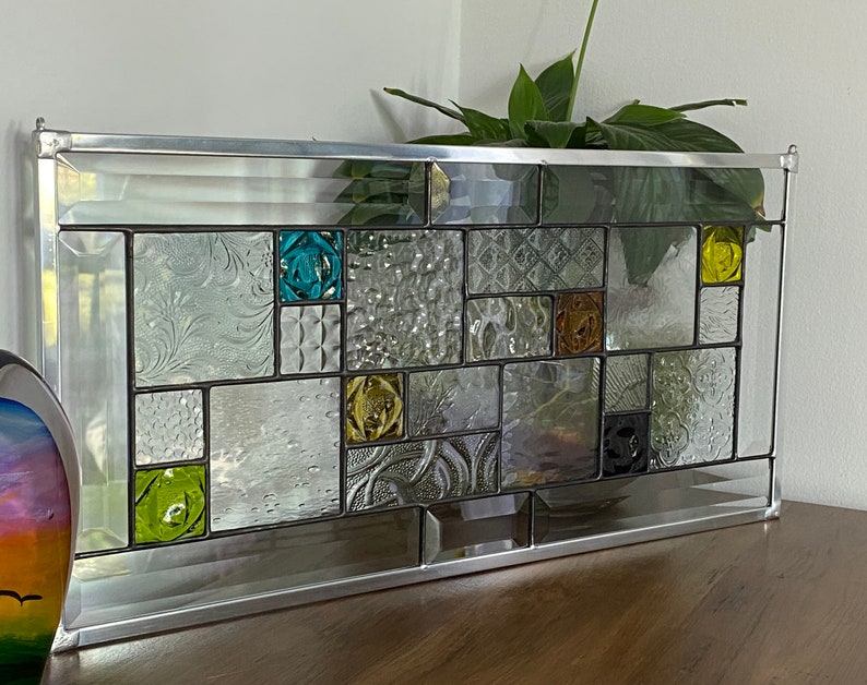 Stained Glass Panel / Rainbow Stained Glass Window / Clear - Etsy