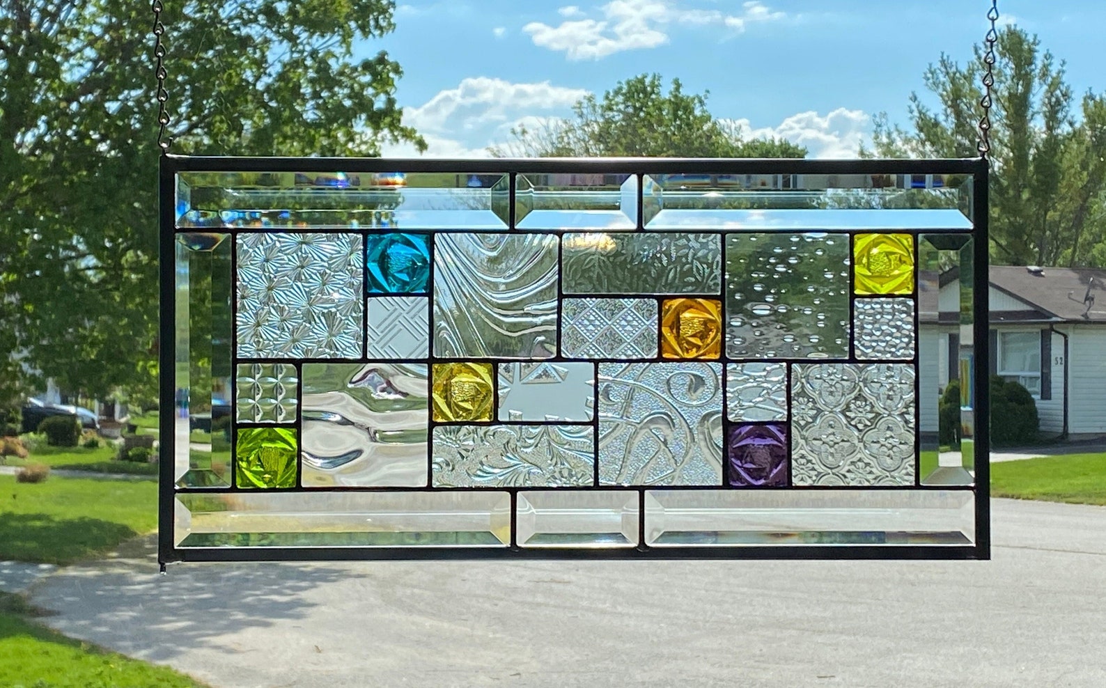 Stained Glass Panel / Rainbow Stained Glass Window / Clear - Etsy