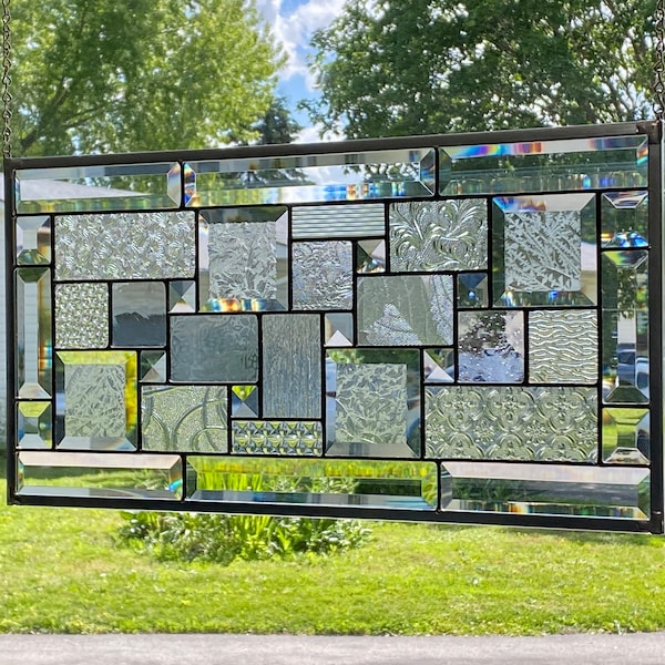 Stained Glass Panel Geometric - Etsy