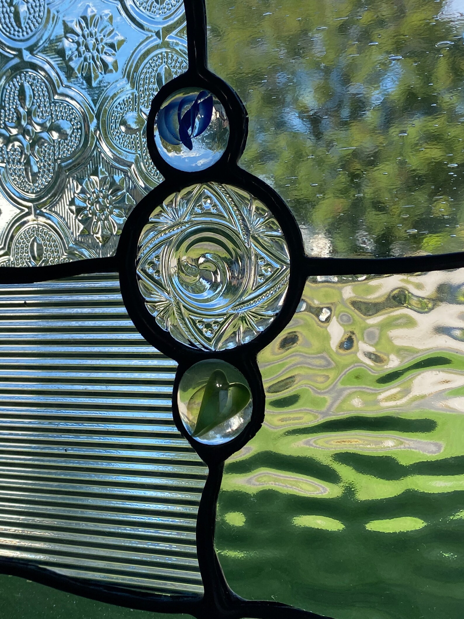 Stained Glass Panel / Rondel and Jewel Clear Glass Panel - Etsy