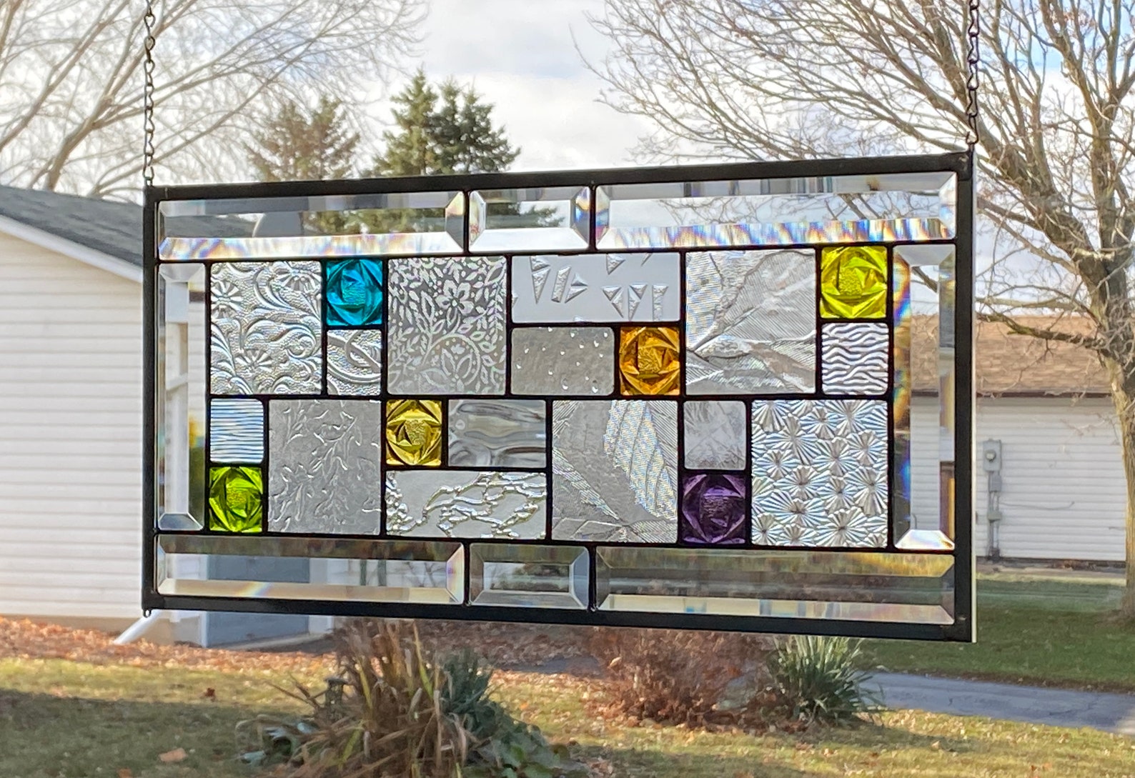 Stained Glass Panel / Rainbow Stained Glass Window / Clear - Etsy