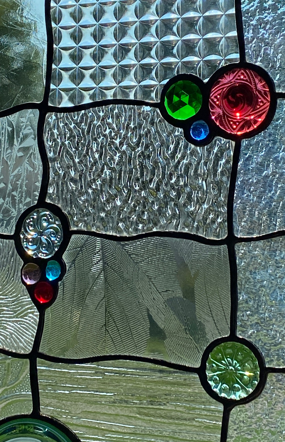 Stained Glass Panel / Rondel and Jewel Clear Glass Panel - Etsy