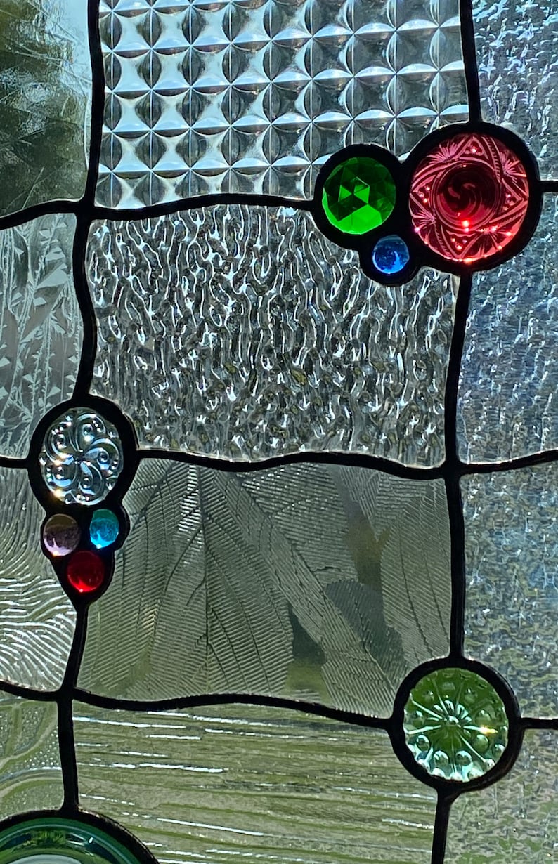 Stained Glass Panel / Rondel and Jewel Clear Glass Panel - Etsy
