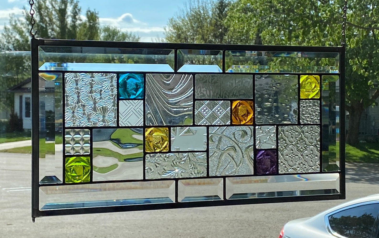 Stained Glass Panel / Rainbow Stained Glass Window / Clear - Etsy