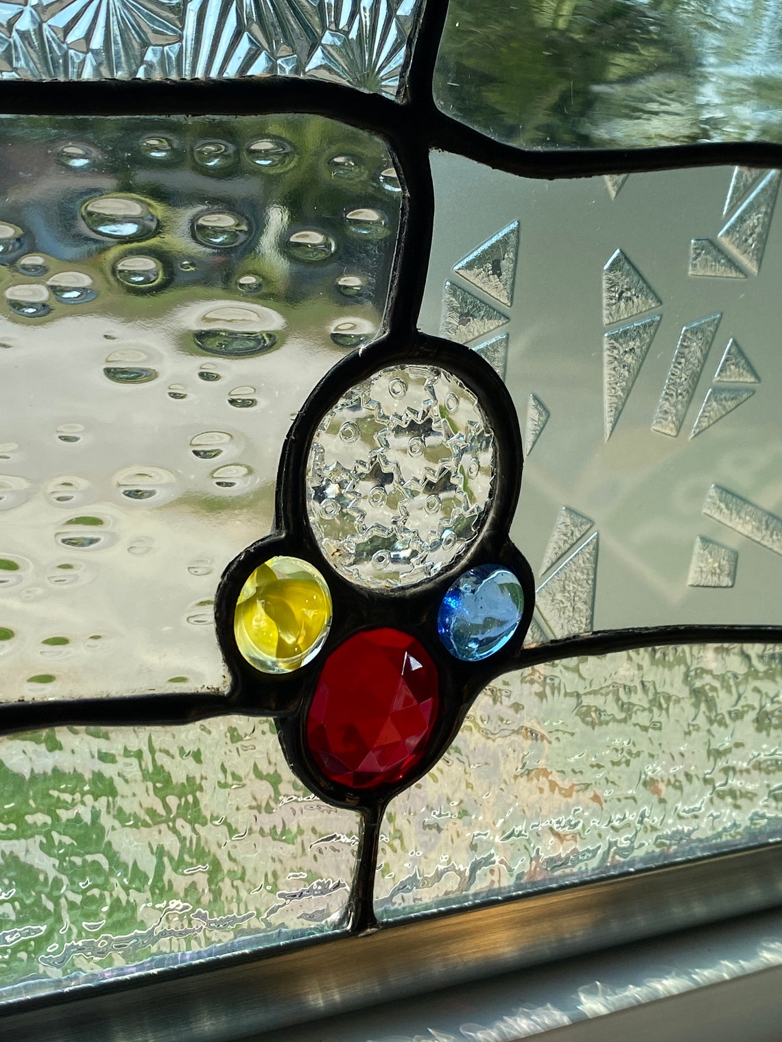 Stained Glass Panel / Rondel and Jewel Clear Glass Panel - Etsy