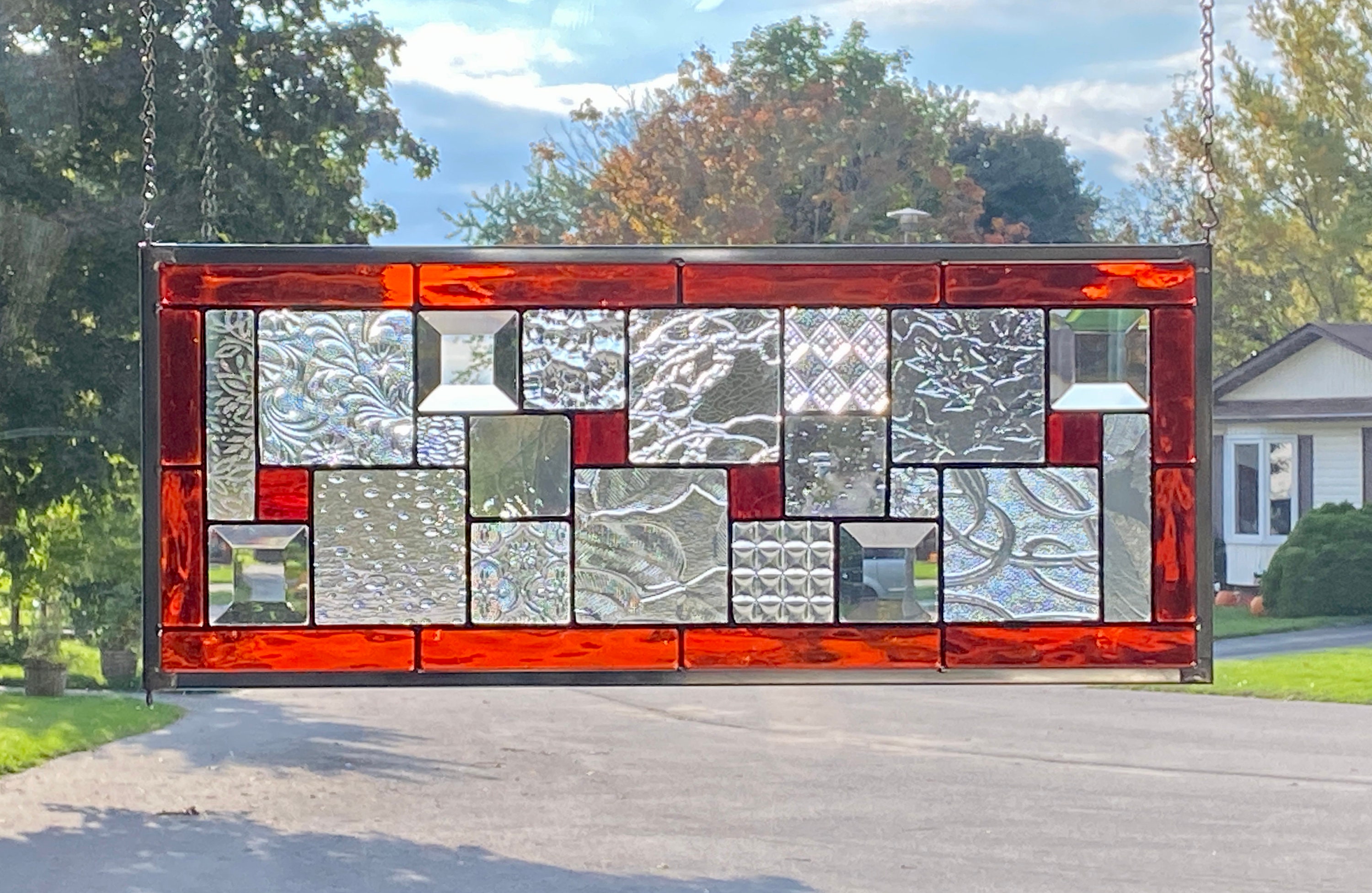 Stained Glass Panel With Orange Border - Etsy