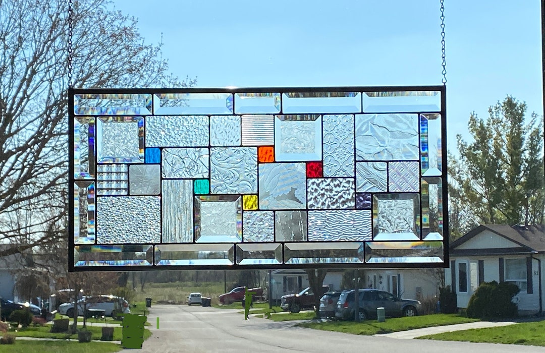 Stained Glass Panel / Rainbow Squares - Etsy