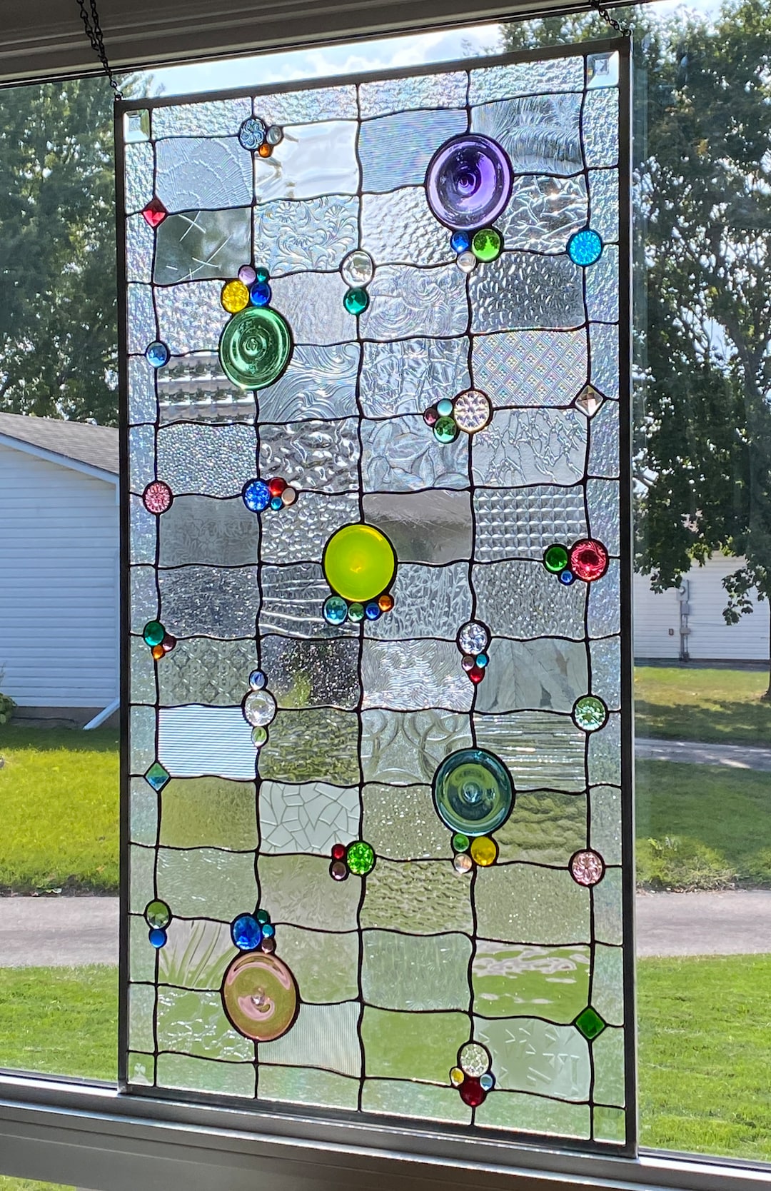 Stained Glass Panel / Rondel and Jewel Clear Glass Panel - Etsy