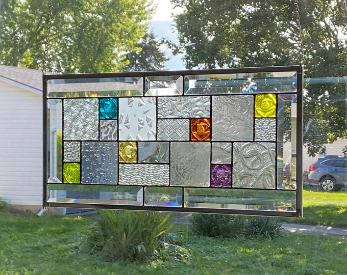 Stained Glass Panel / Rainbow Stained Glass Window / Clear Stained ...