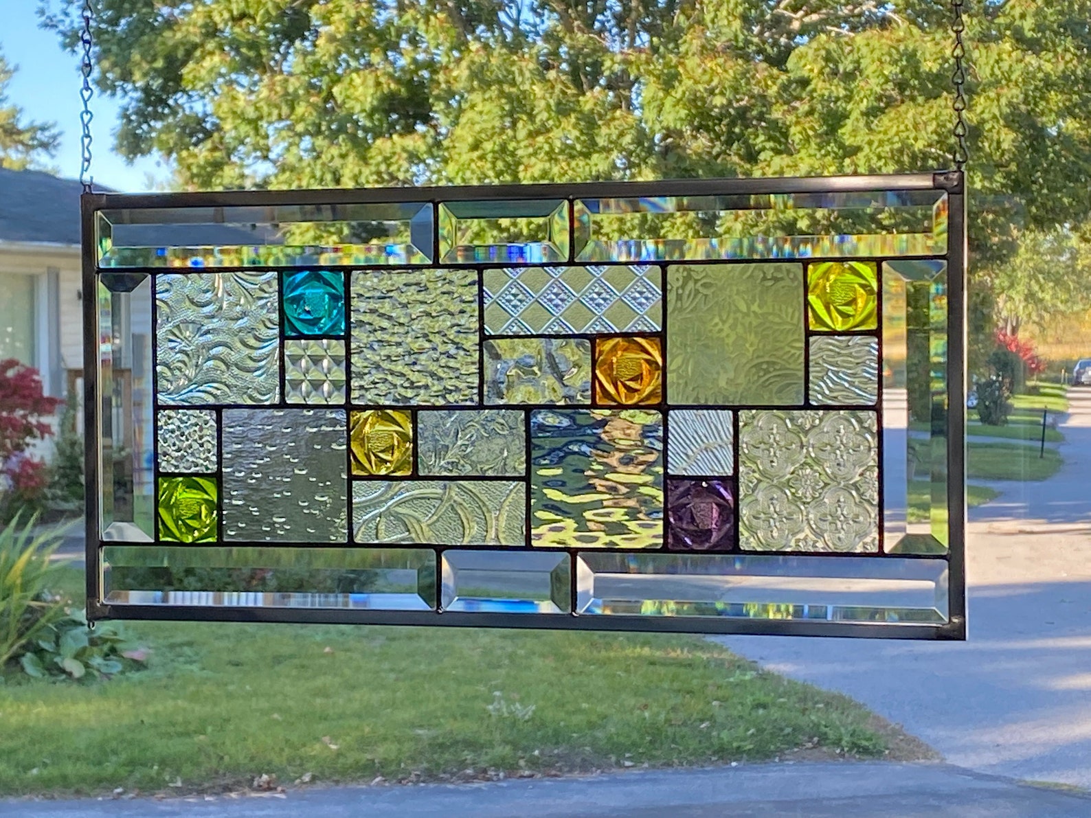 Stained Glass Panel / Rainbow Stained Glass Window / Clear - Etsy