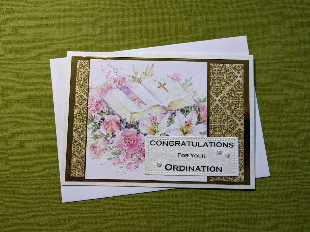 Handmade Christian Ordination Card for Priest, Pastor, Vicar, Rector ...
