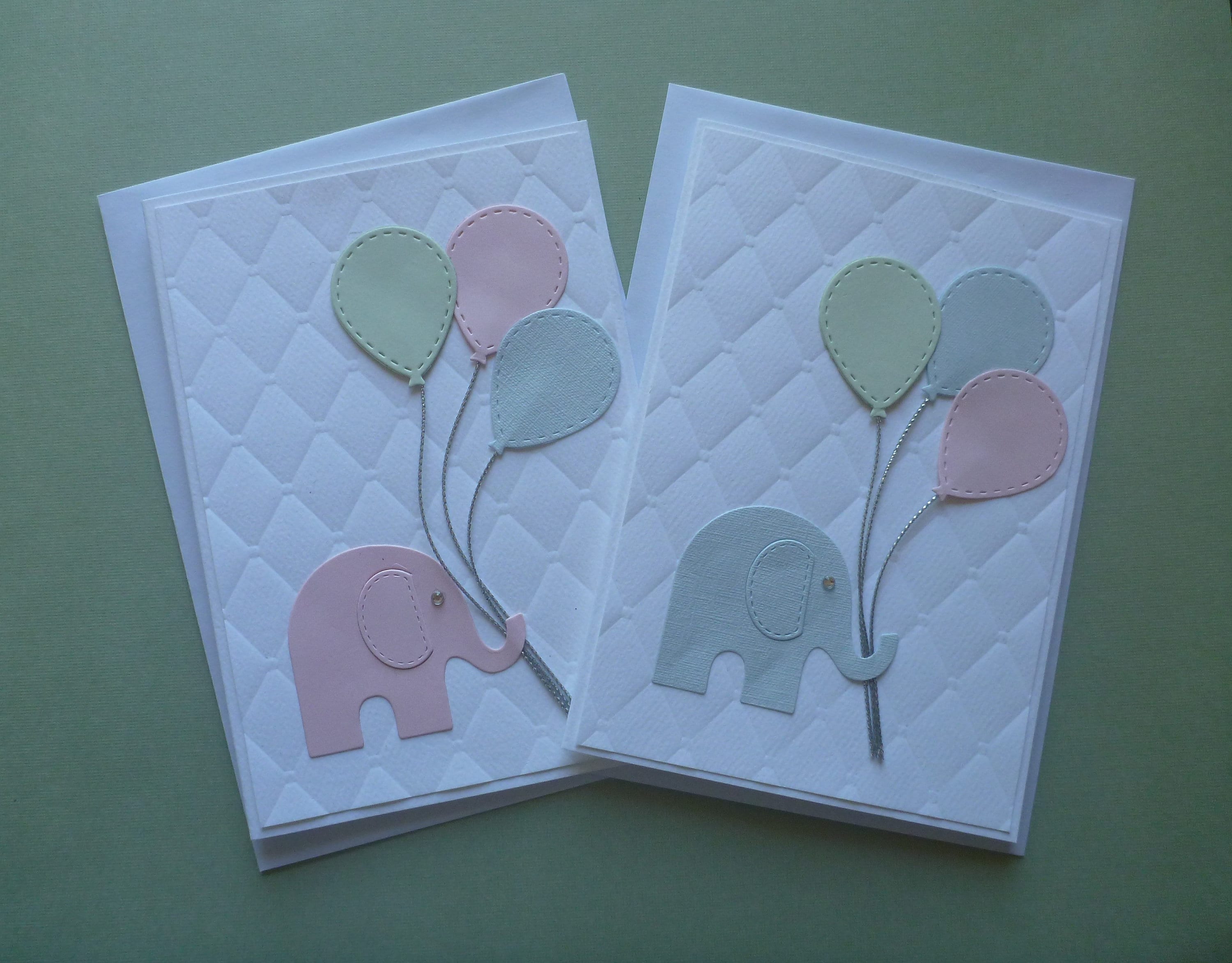 New Baby Card Baby Elephant Card in Pink or Blue FREE - Etsy