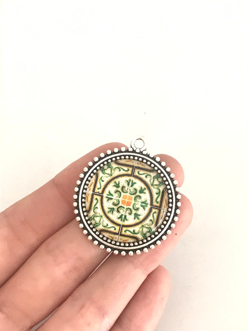 Glass Tile Pendant Mandala Pendant Talavera Jewellery - Etsy