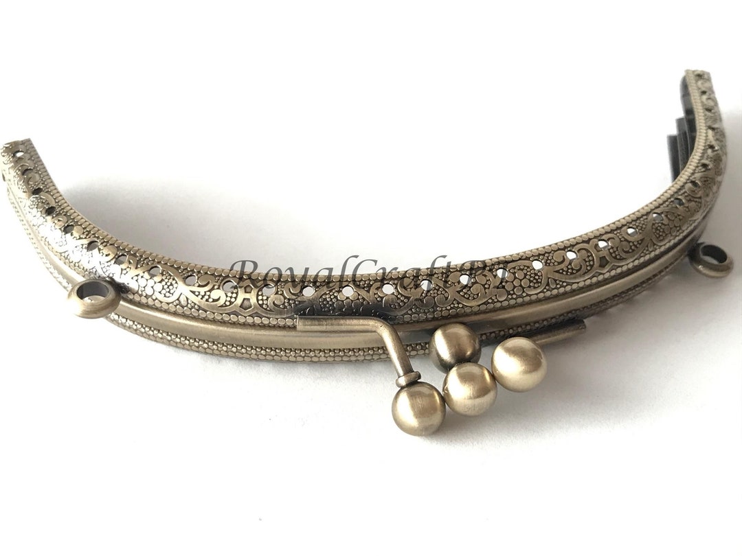 1 Bronze Metal Purse Frame With Sewing Holes 11 Cm Supply, Double Coin ...