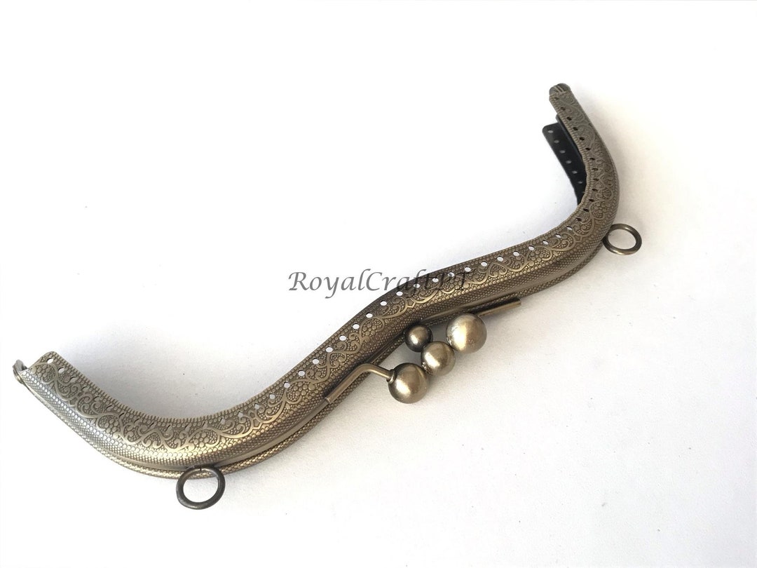 1 Bronze Metal Purse Frame With Sewing Holes 19 Cm, Double Coin Purse ...