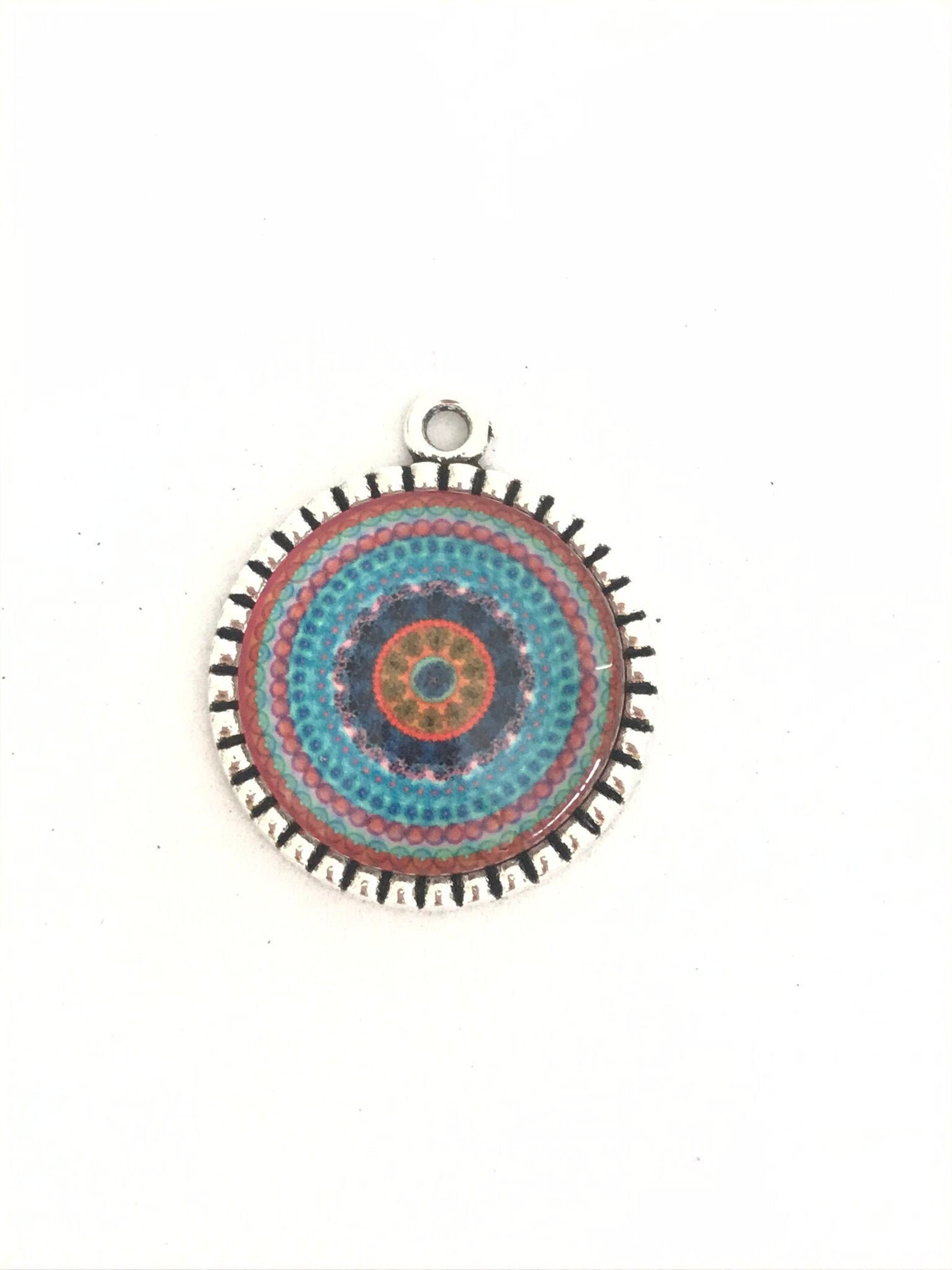 Round Glass Tile Pendant Kaleidoscope Pendant Star Majolica - Etsy