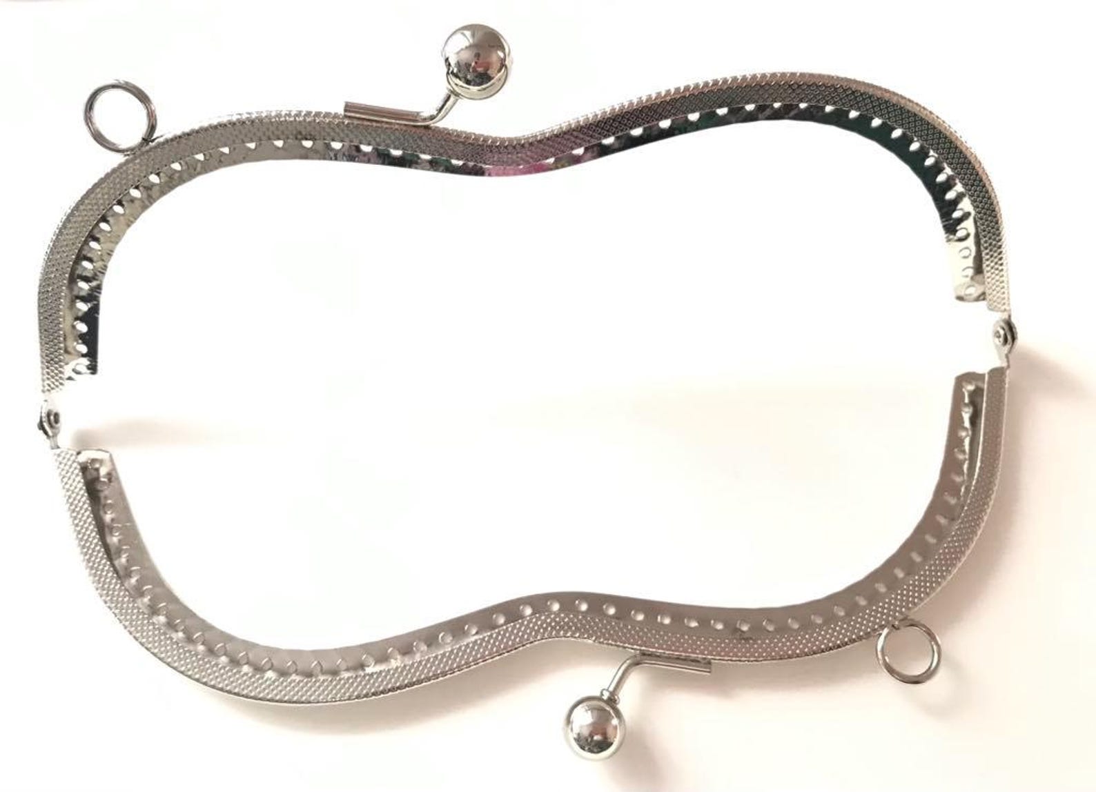 1 Silver Metal Purse Frame With Sewing Holes 19 Cm, Round Coin Purse ...