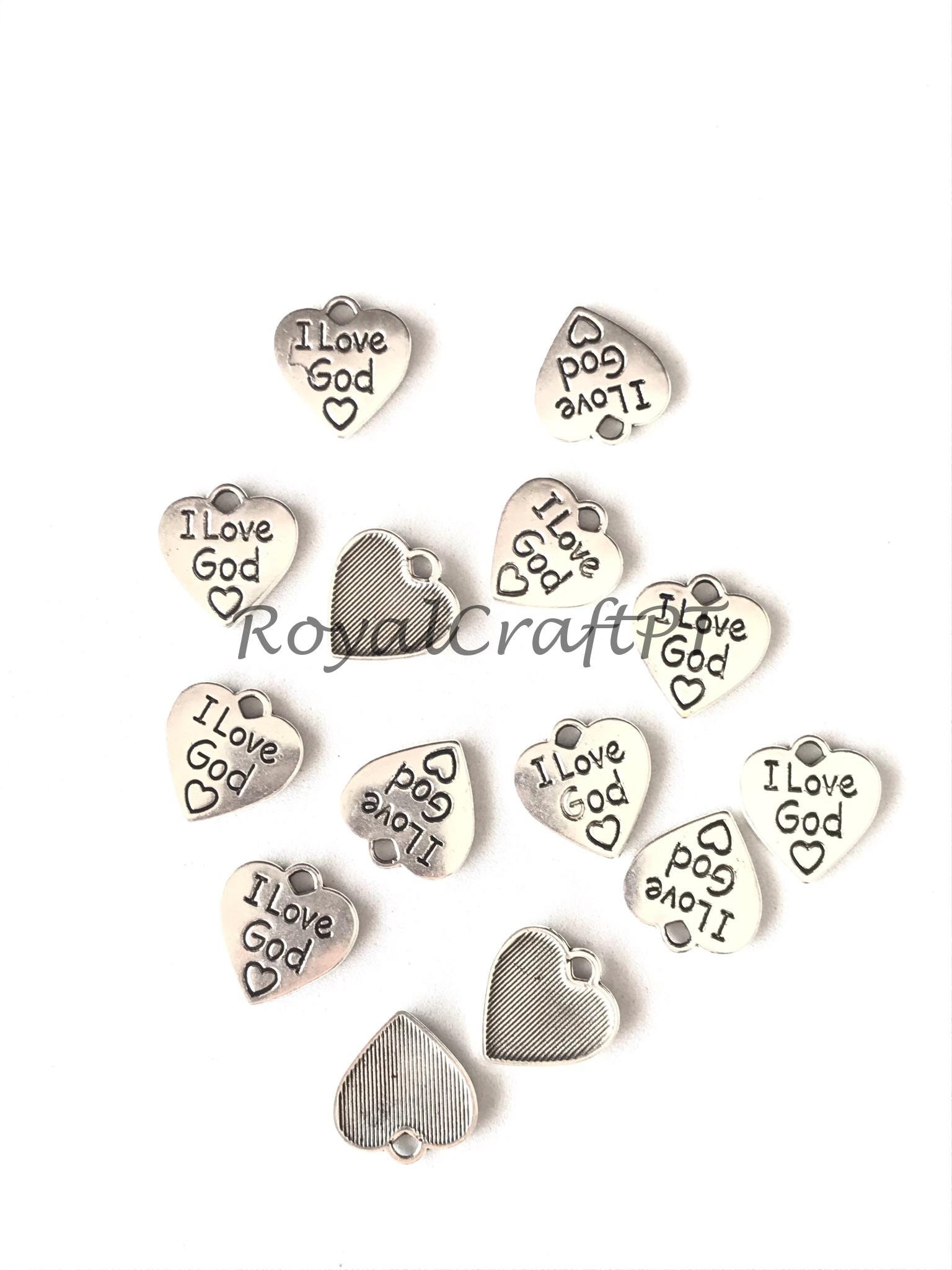 14x I Love God Charms 17 Mm Silver Religious Charms Love - Etsy