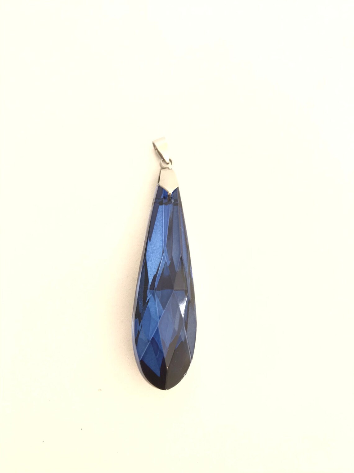 Crystal pendant for necklace big blue crystal 5 cm bohemian | Etsy