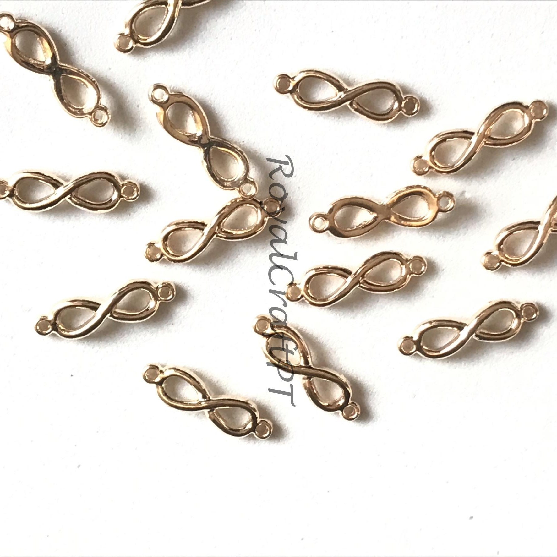 14x Infinite Symbol Connector Charms, 21 Mm Gold Forever Love Symbol ...