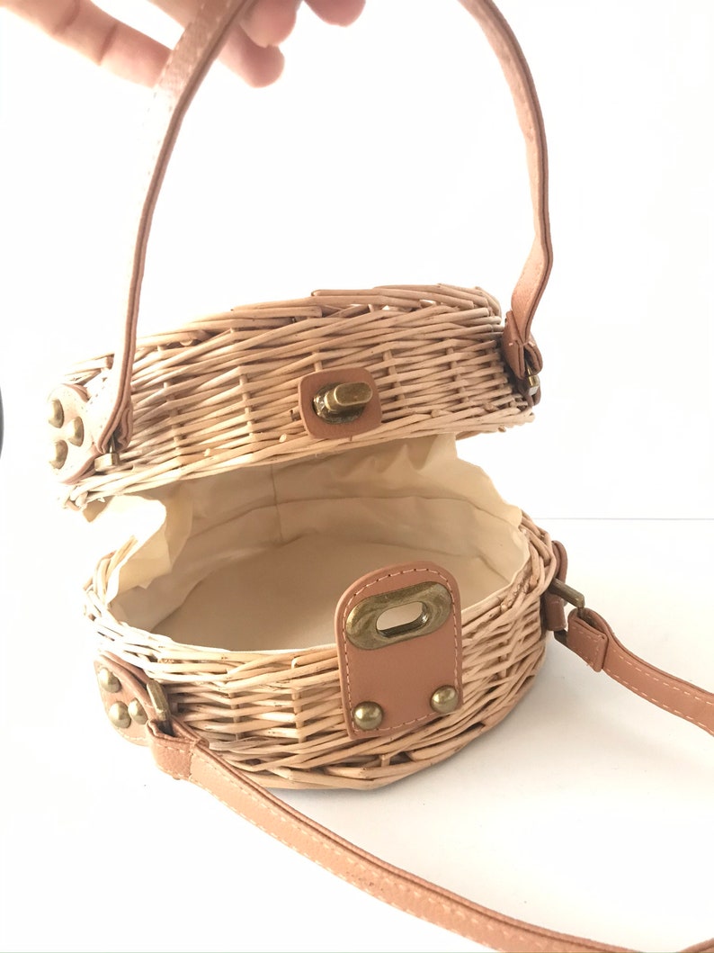 Rattan Bag Round Straw Bag Vegan Crossbody Bag Basket Bag - Etsy