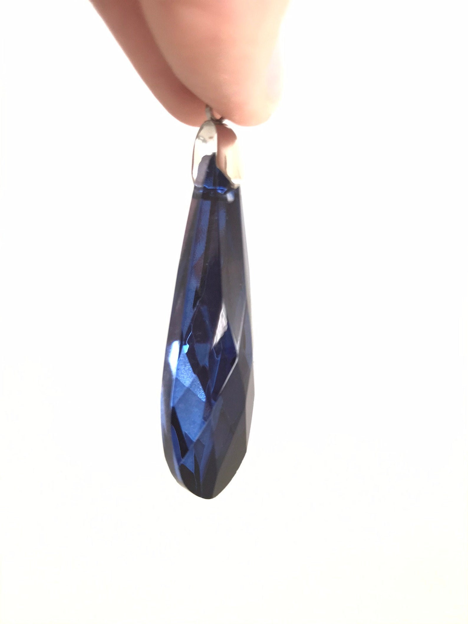 Crystal pendant for necklace big blue crystal 5 cm bohemian | Etsy