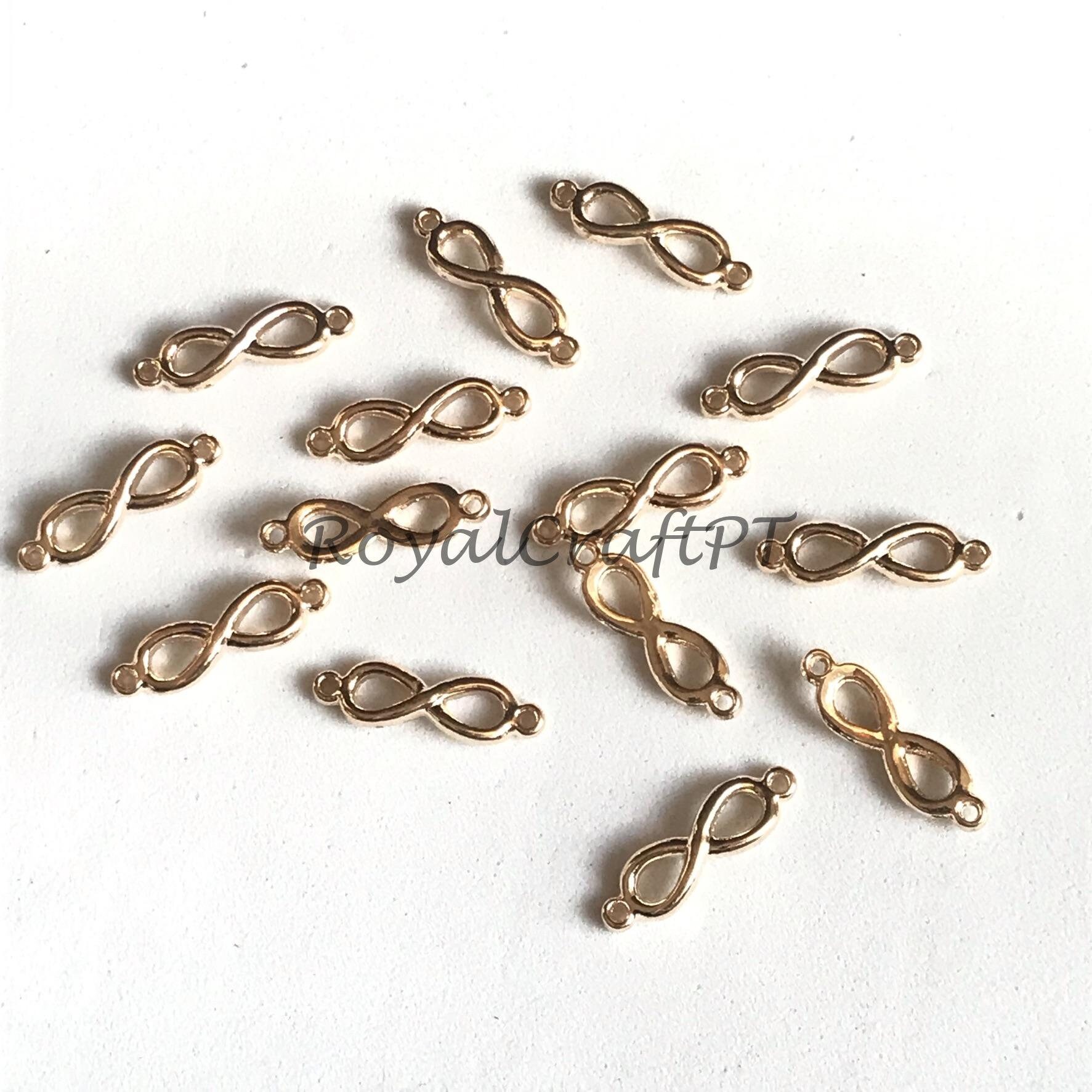 14x Infinite Symbol Connector Charms, 21 Mm Gold Forever Love Symbol ...