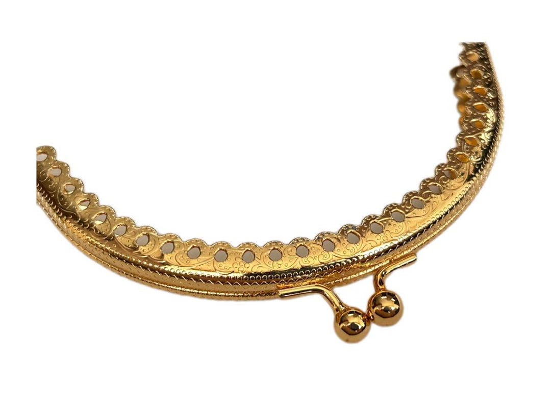 1 Gold Metal Purse Frame With Sewing Holes 12 Cm, Engraved Purse, Purse ...