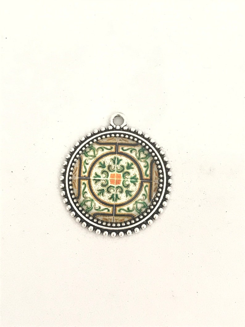 Glass Tile Pendant Mandala Pendant Talavera Jewellery - Etsy
