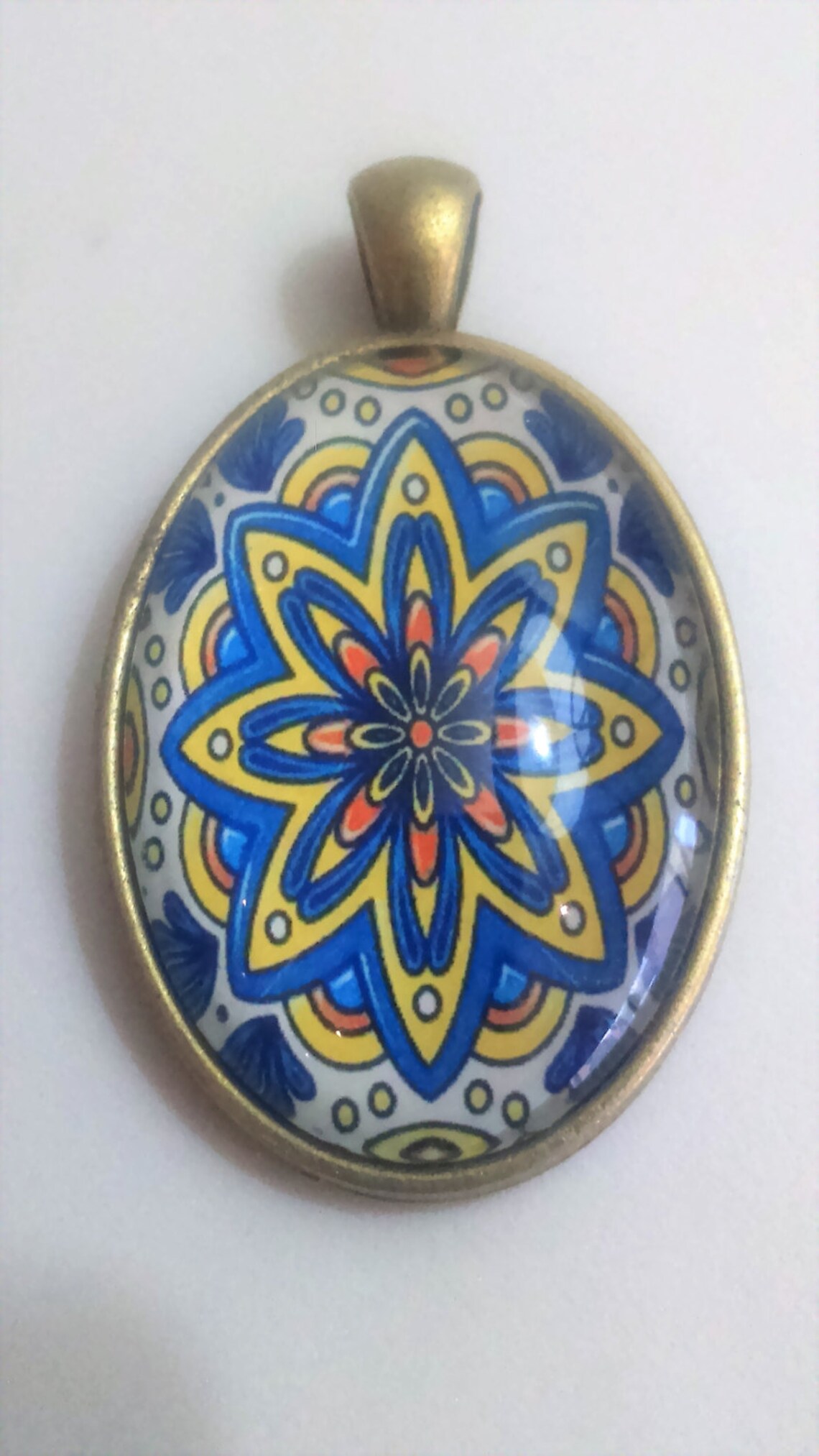 Glass Tile Pendant Azulejo Kaleidoscope Pendant Mandala - Etsy