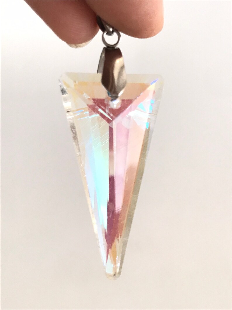 Crystal Pendant for Necklace Triangular White Crystal 3.9 Cm - Etsy