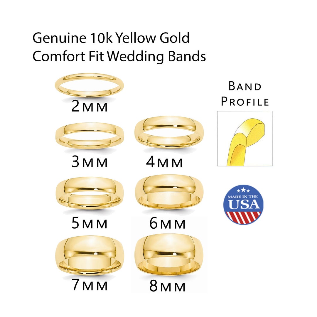 10k Yellow Gold Wedding Band - Comfort Fit - Polished - Men's Women's ...